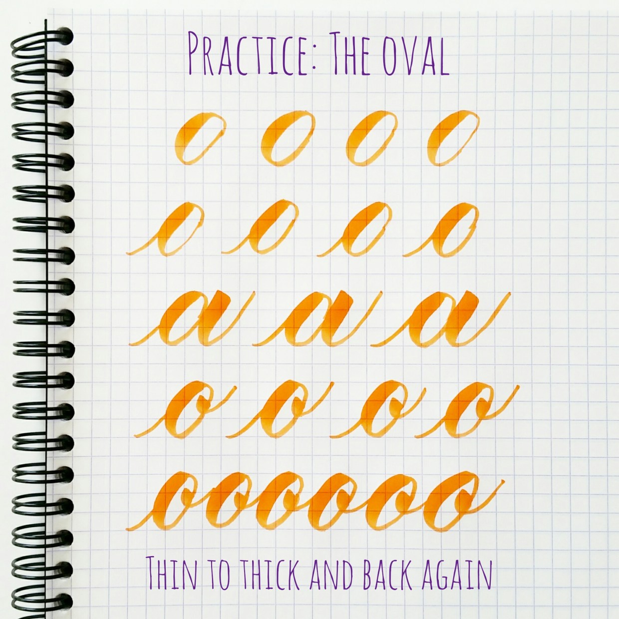 Basic brush calligraphy strokes: The oval – Pieces Calligraphy