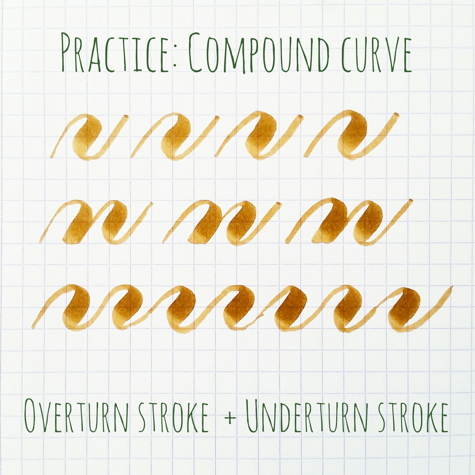 Basic brush calligraphy strokes: The compound curve – Pieces Calligraphy